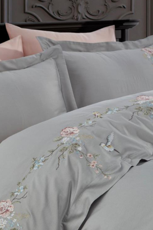 Rüya Nakışlı Pamuk Saten Çift Kişilik Nevresim Takımı Gri Fiyatı